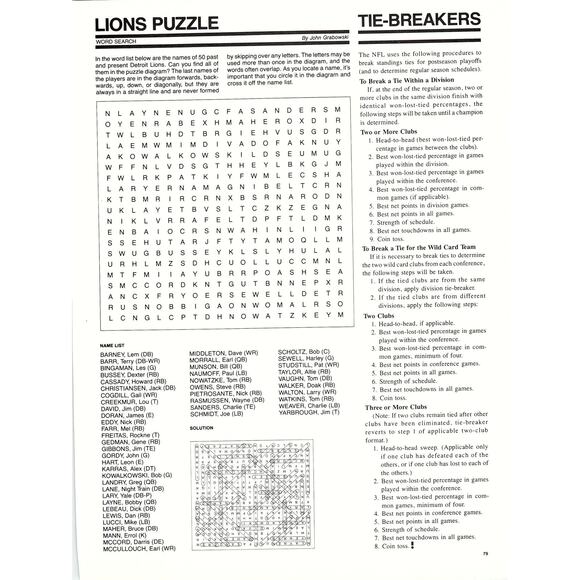 None and/or Unknown | Accents | 981 Detroit Lions Word Search Puzzle ...